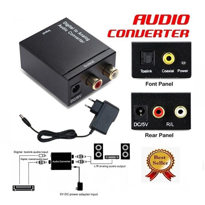Jual New Converter Audio Digital To Analog Rca Toslink + Kabel Optic 1M ...