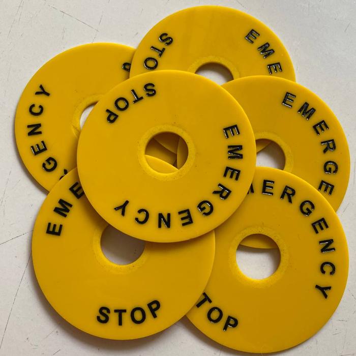 Promo Saklar Emergency Stop Label Tombol 60mm 90mm Diameter 22mm 30mm ...