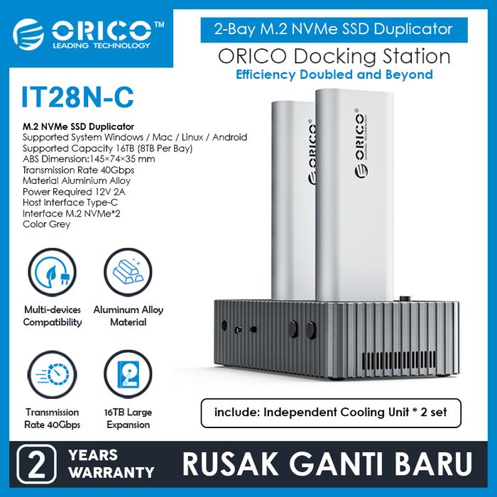 Promo ORICO 2-Bay M.2 NVMe SSD Duplicator M2 NVME Docking Clone 40Gbps ...