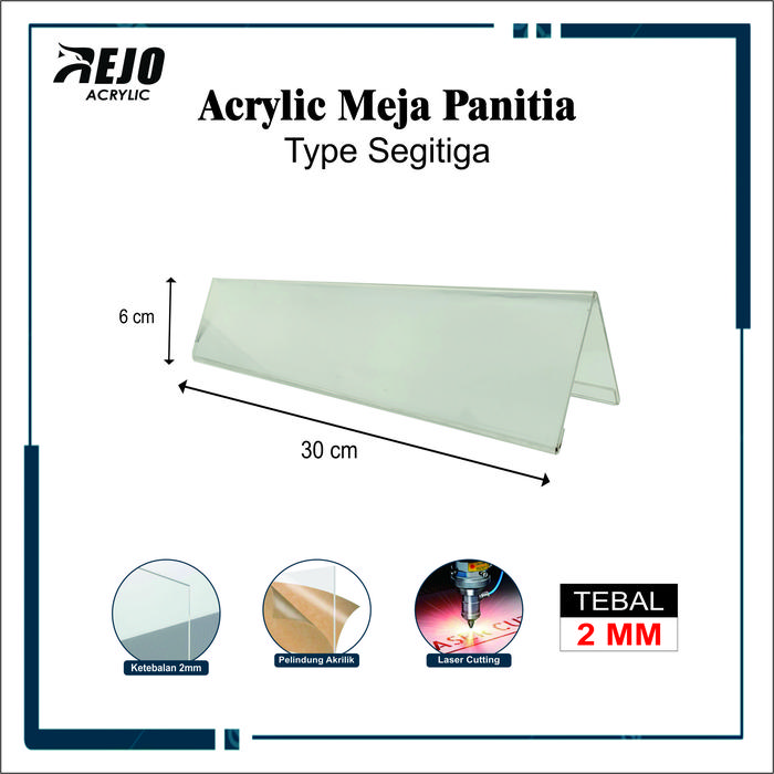Jual Acrylic Display/ Akrilik Meja Nama Panitia Segitiga 2 sisi ...