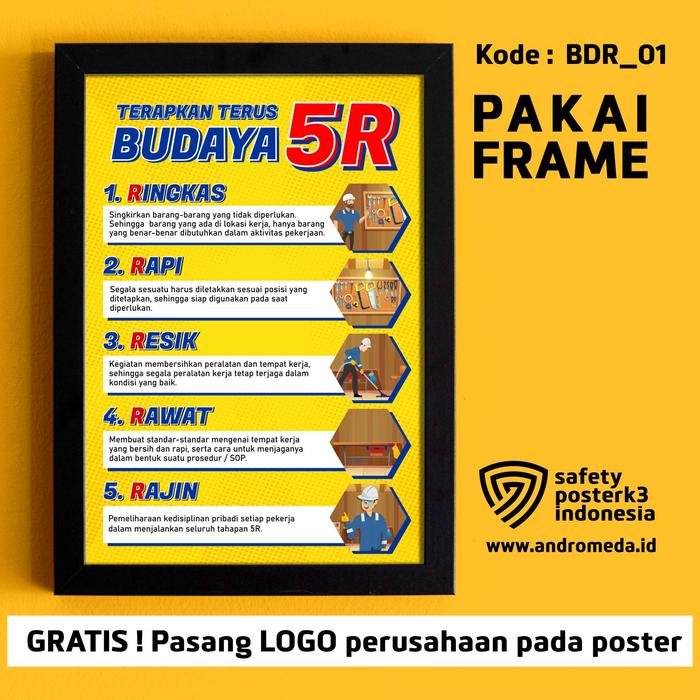 Jual Safety Poster Slogan K3 Terapkan Terus Budaya 5R Ringkas Resik ...