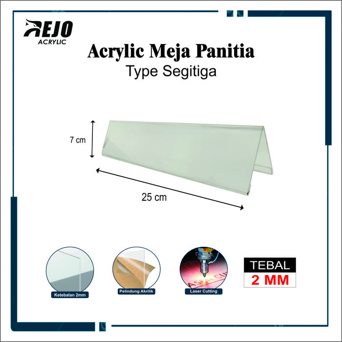 Jual Acrylic Display/ Akrilik Meja Nama Panitia Segitiga 2 sisi ...
