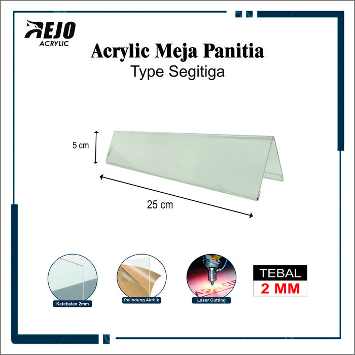 Jual Acrylic Display/ Akrilik Meja Nama Panitia Segitiga 2 sisi ...