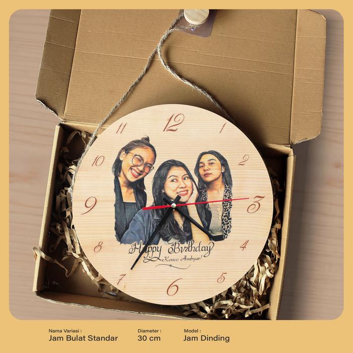 Jual Jam dinding Kayu Aesthetic custom foto sketsa karikatur wajah ...