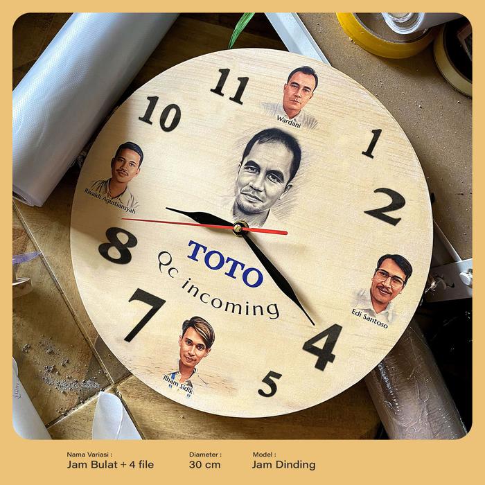 Jual Jam dinding Kayu Aesthetic custom foto sketsa karikatur wajah - +4 ...