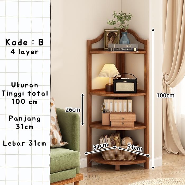 Jual Blou Kabinet Lemari Rak Kayu Minimalis Sudut triangular Aesthetic ...