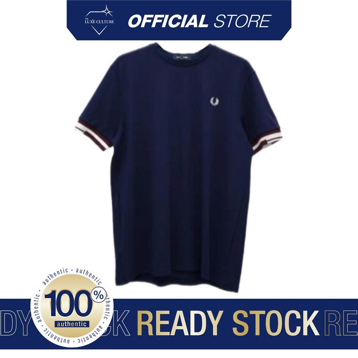Jual Fred Perry Abstract Cuff Navy / Kaos Branded Original - Jakarta ...