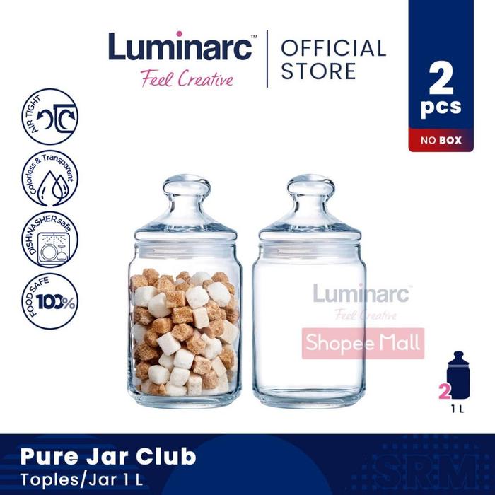 Jual TT - LUMINARC Toples Kaca Pure Jar Club 500ml/750ml/1L/1,5L/2L - 1 L x 2 Pcs - Kota Bogor ...