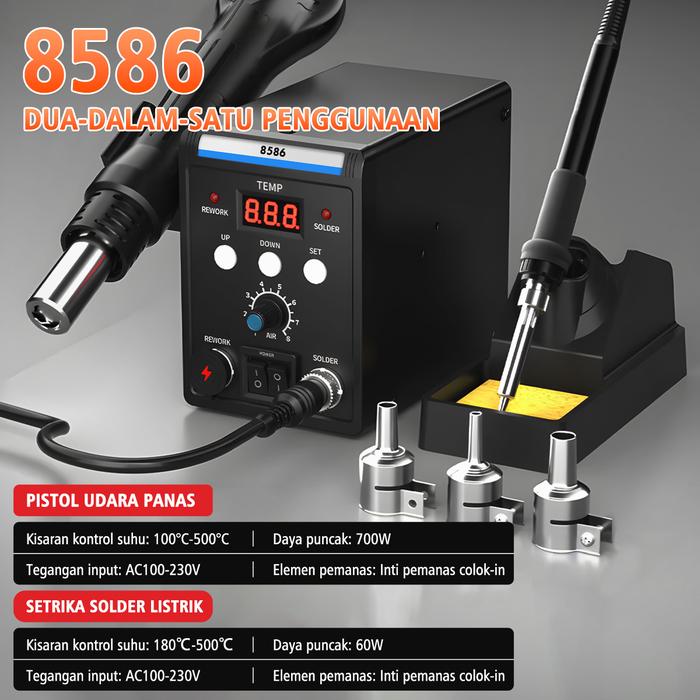 Promo Set Solder Listrik Stasiun Solder 8586 700W 2 in 1 Digital ...