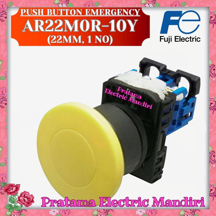 Jual Mushroom Push Button AR22 MOR-10Y YELLOW Diameter 22mm FUJI ...