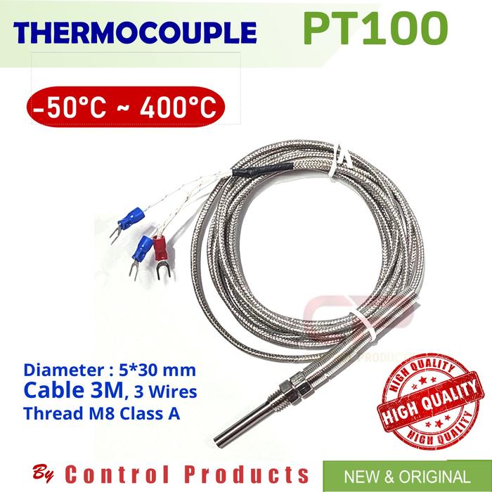 Jual Sensor Suhu RTD PT100 Thermocouple Probe 5x30mm 3M - Jakarta Barat ...