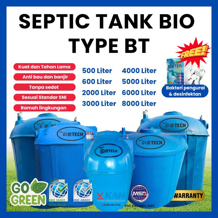 Jual Septic Tank Bio Tipe BT Bahan Fiber Volume Tangki 500 Liter, 600 ...