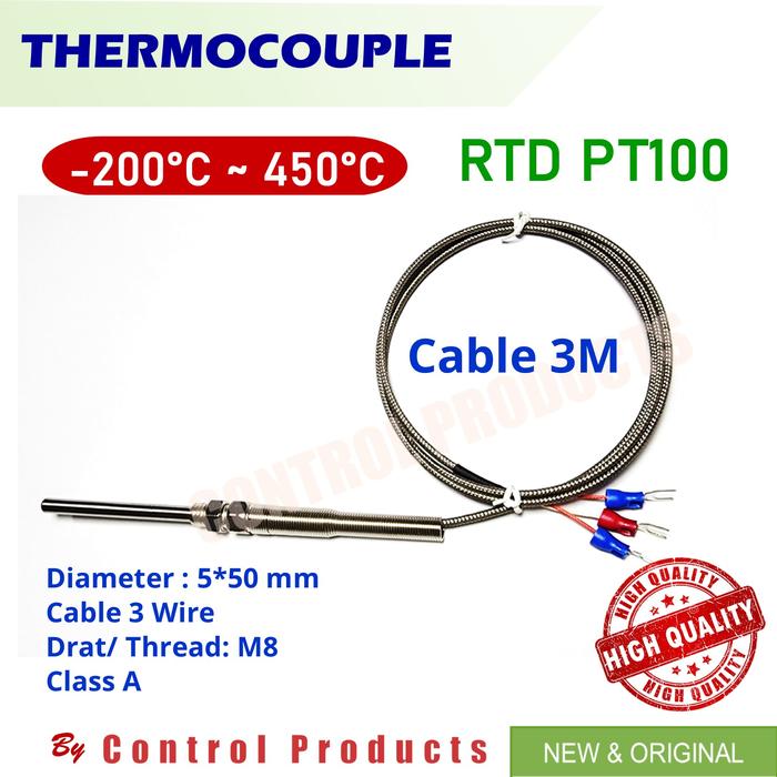 Jual PT100 Probe Temperature Thermal Sensor Suhu 3 Wire -200 to 450 oC ...