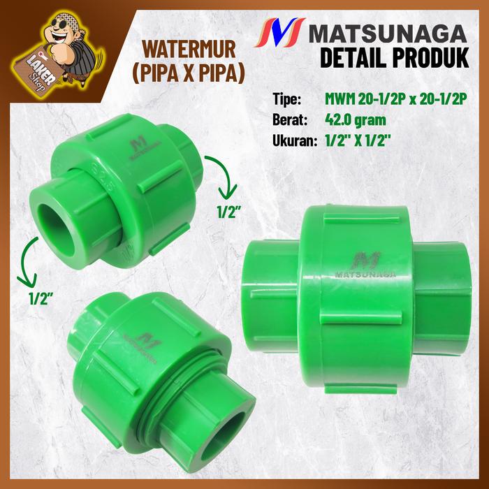 Promo Matsunaga Sambungan Water Mur PPR Pipa x Pipa - 1/2 x 1/2 - Kab ...