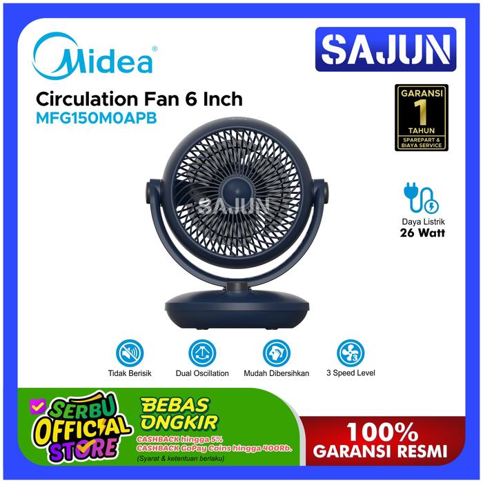 Promo Midea Table Circulation Fan ( 6 Inch ) 3 Blade MFG150M0APB ...