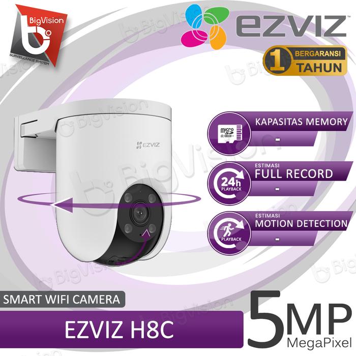 Promo WIFI KAMERA EZVIZ H8C 5MP 3K CCTV PINTAR LUAR RUANGAN ROTASI 360 ...