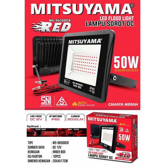 Jual Lampu Sorot DC 50 Watt Tembak 12V IP65 Mitsuyama MS-9650DC Floodled - Cahaya Putih ...
