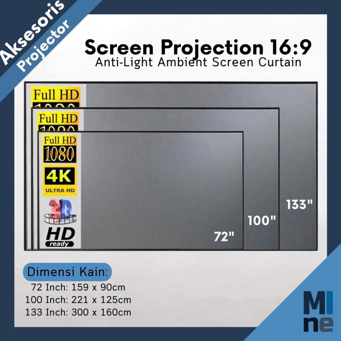 Jual Kain Layar Proyektor 16:9 Anti-light Ambient Screen Projection ...