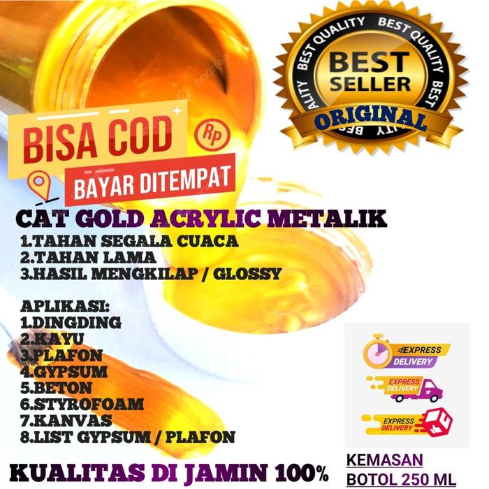 Jual Cat Gold Metalic Acrylic Warna Emas Metalik Akrilik 300ml Cat ...