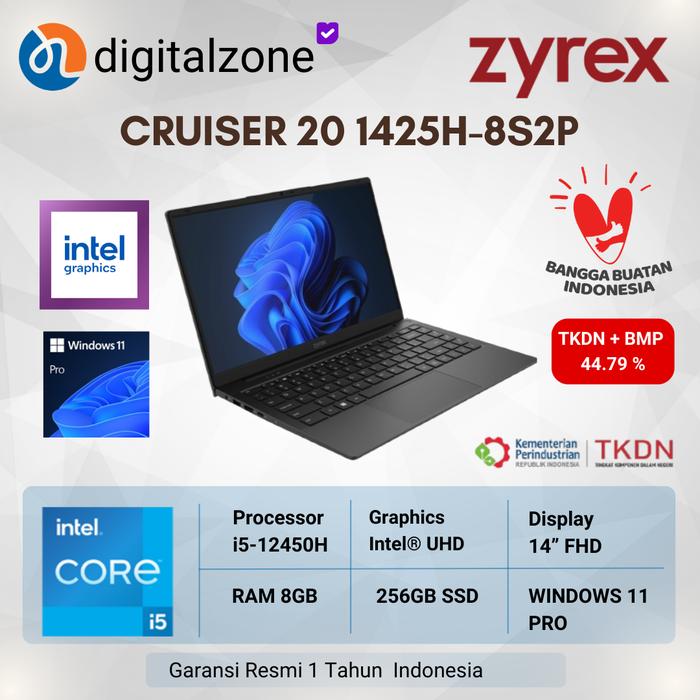 Promo ZYREX NOTEBOOK CRUISER 20 1425H-8S2P - Core i5 12450H 8GB 256GB ...