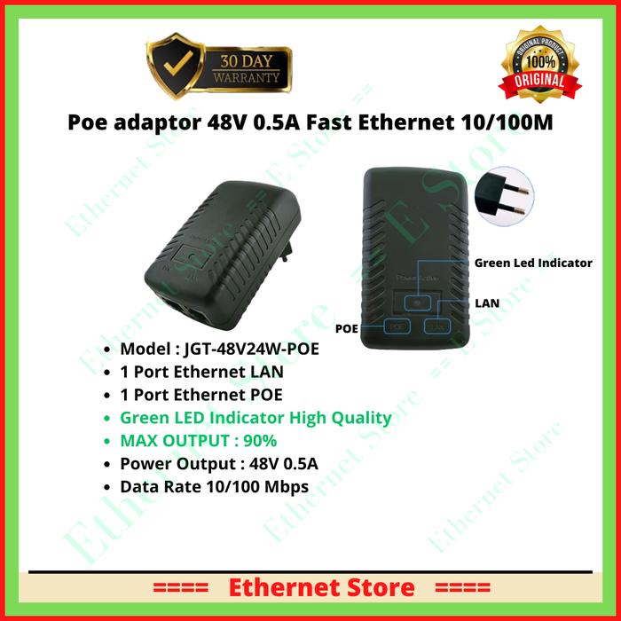 Jual Hikvision Adaptor POE JGT-48V24W-POE 48V 0.5A untuk IP Camera ...