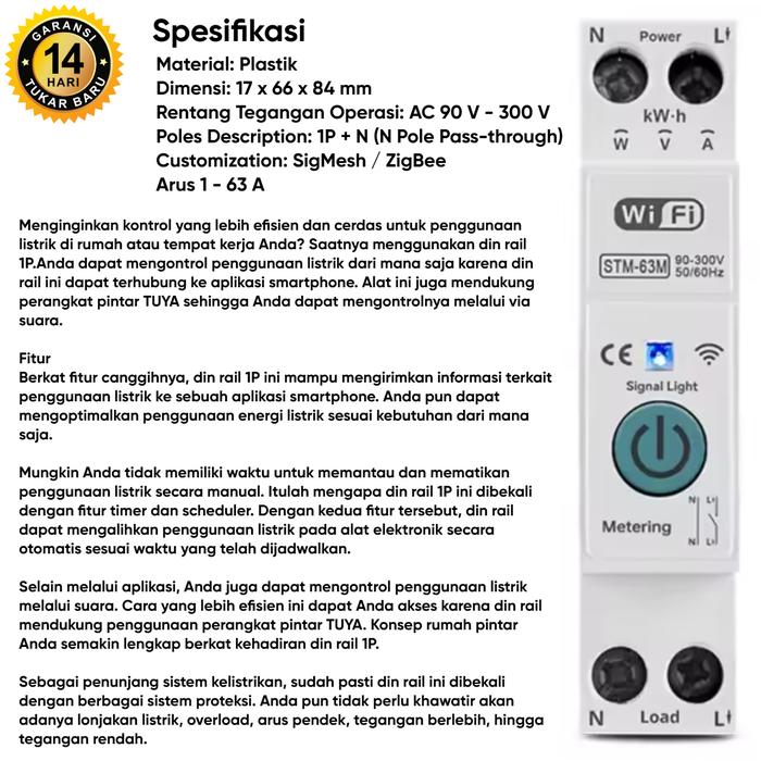 Promo MCB 1 Phase Listrik Otomatis 3 Mode Smart WiFi kWh Meter Timer ...
