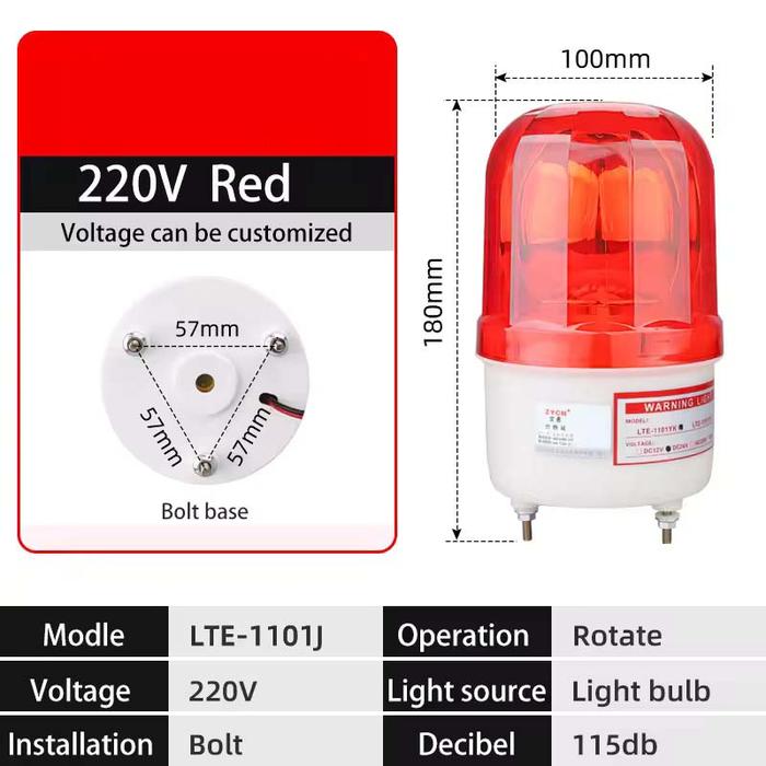 Jual Warning Light 220v Rotary Lamp Lampu Warning 1101warning Light ...