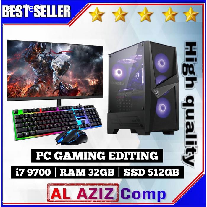 Jual PC Rakitan Gaming Fullset Intel Core i7 9700 RAM 32gb SSD 512gb Lengkap LED 24 Inci ...