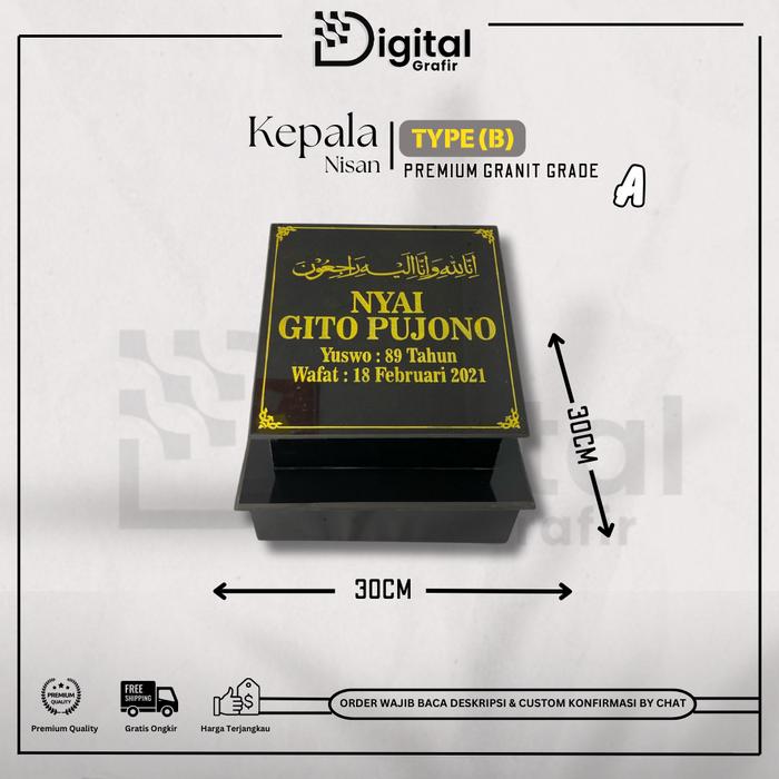Jual KEPALA BATU NISAN TYPE (B) UKURAN 30x30CM - 05, HITAM PUTIH - Kab ...