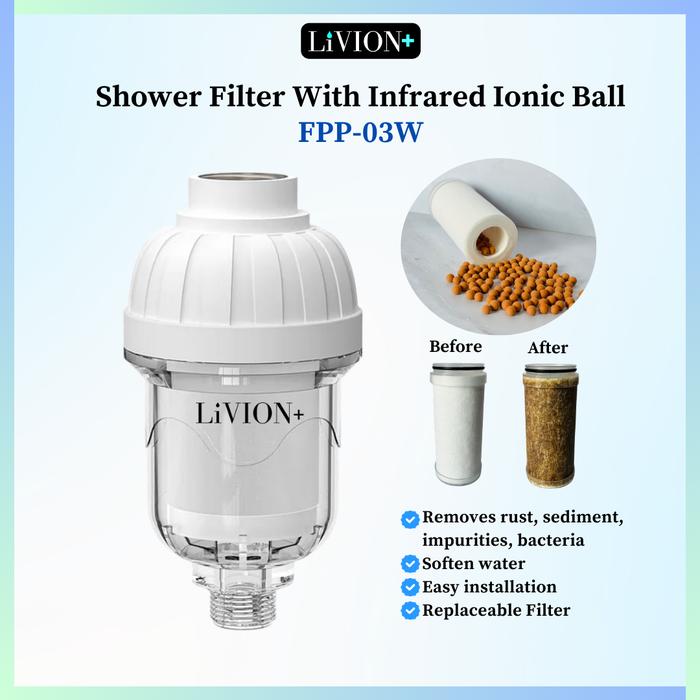 Jual LiVION+ Filter Air Shower Mandi PP Ion LiVION+ FPP03W Water ...