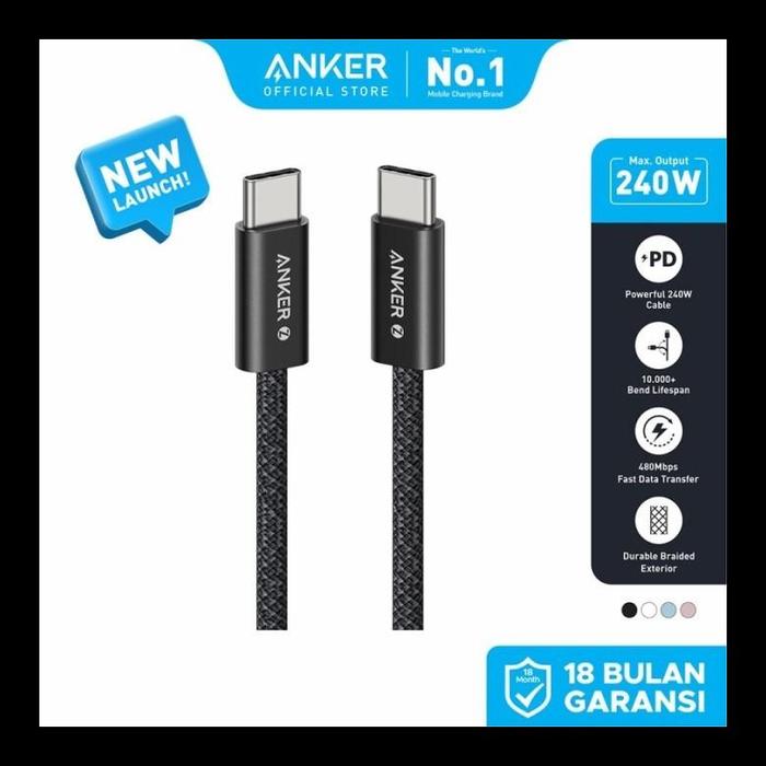 Jual Anker Zolo Usb-C To Usb-C Kabel Data Cable Charger Support 240W Pd Pps Nylon Braided 3Ft 0 ...
