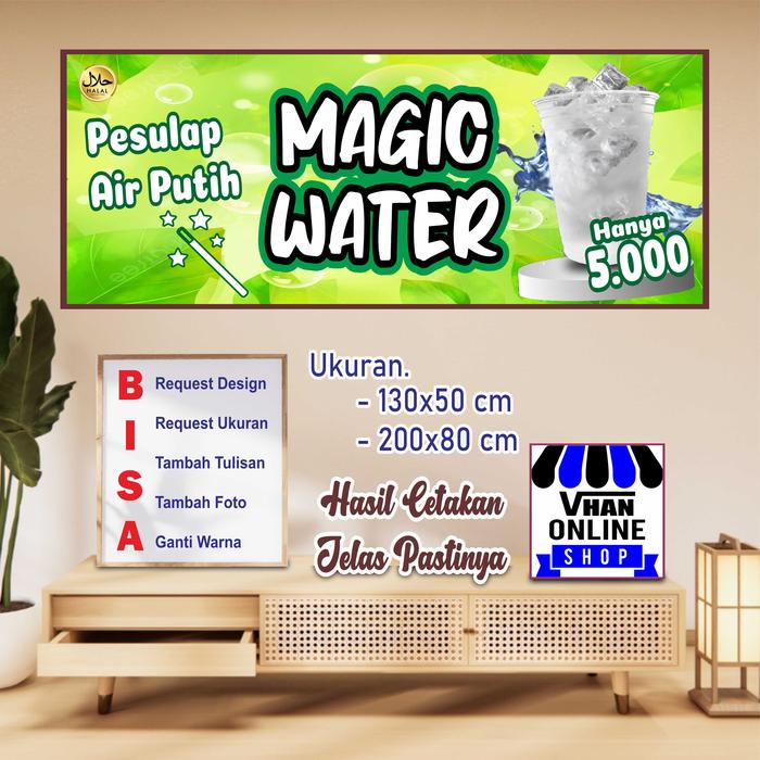 Jual Spanduk Banner Model Nyamping Minuman Magic Water Keren - 130x50 ...