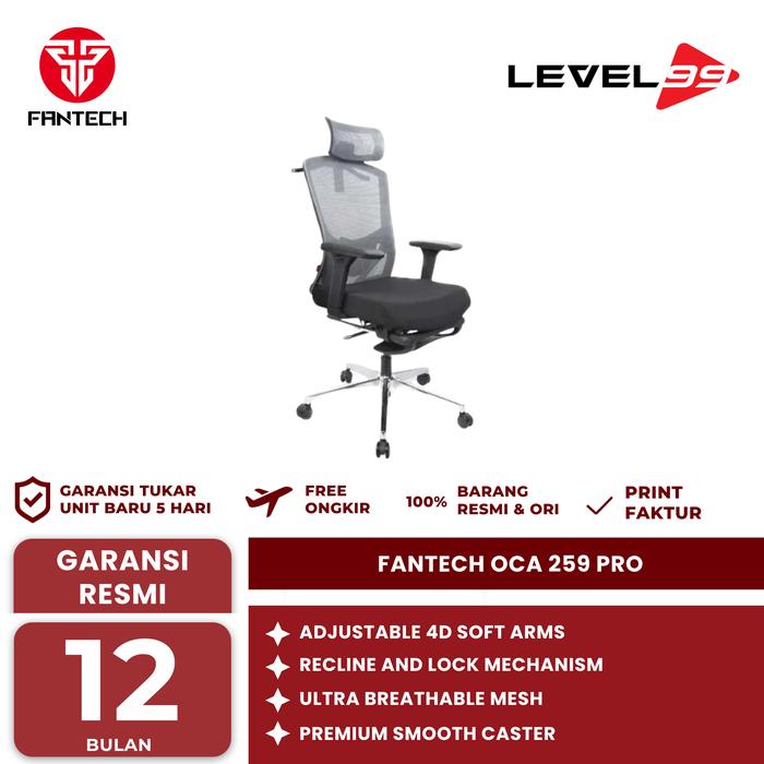 Promo Fantech OCA259 PRO Premium Office Chair - Abu-abu Cicil 0% 3x ...