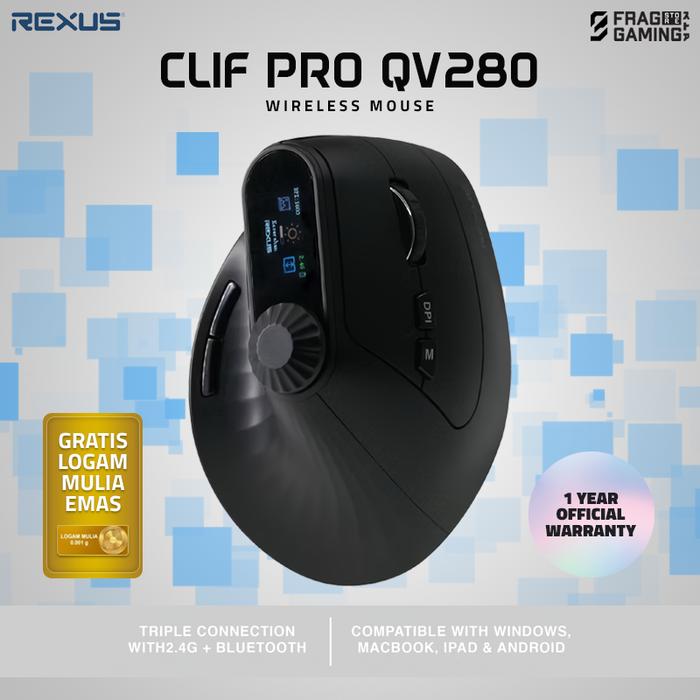 Jual Rexus Clif Pro QV280 Mouse Office Ergonomic Vertical Wireless ...