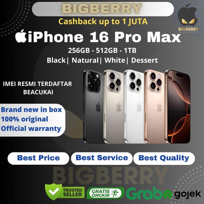 Promo (IMEI RESMI) Apple iPhone 16 Pro Max Promax 256GB 512GB 1TB ...