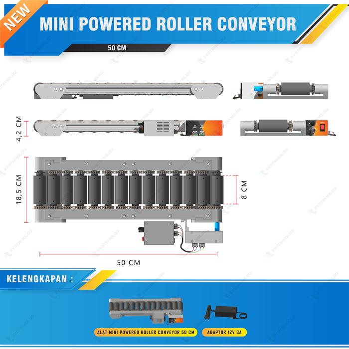 Jual Evoteknologi Mini Powered Roller Conveyor Mini Konveyor - 8x50 CM ...