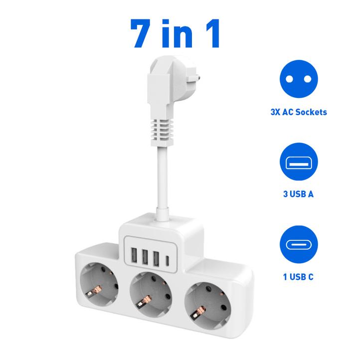 Promo RoxArt 7-in-1 Wall Socket Extender Adapter Stop Kontak Kabel ...