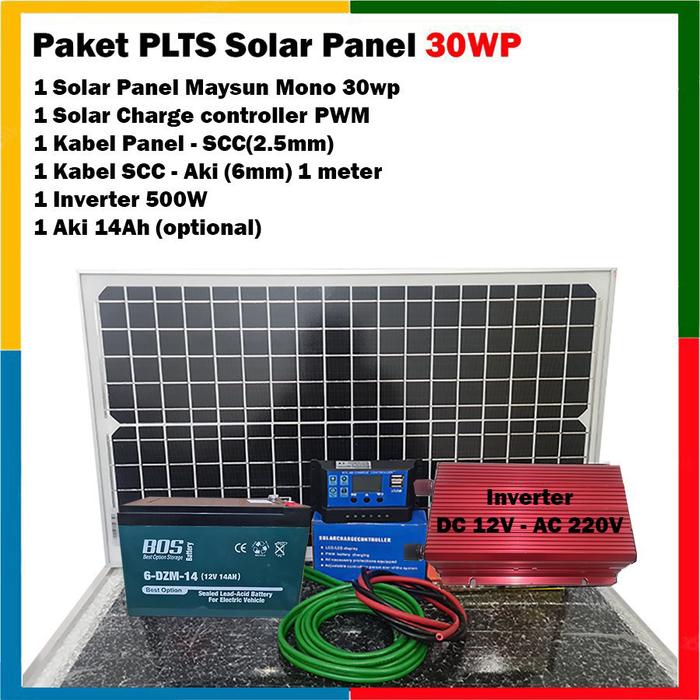 Jual Paket Komplit PLTS Solar Panel 30WP + Aki - Paket tanpa Aki ...