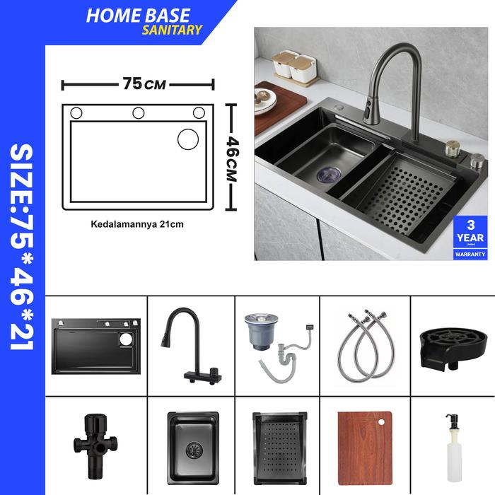 Promo HOMEBASE Kitchen Sink Black Stainless Steel 1 Bowl Small Size ...