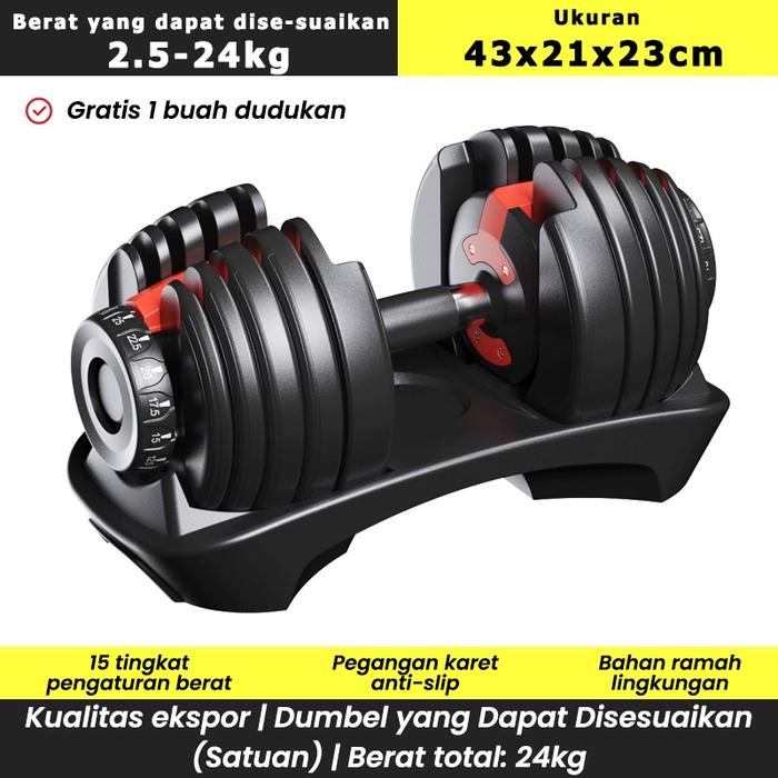 Promo Adjustable Dumbell Barbell 2.5-24 KG Dumbell Barbel Fitness Alat ...