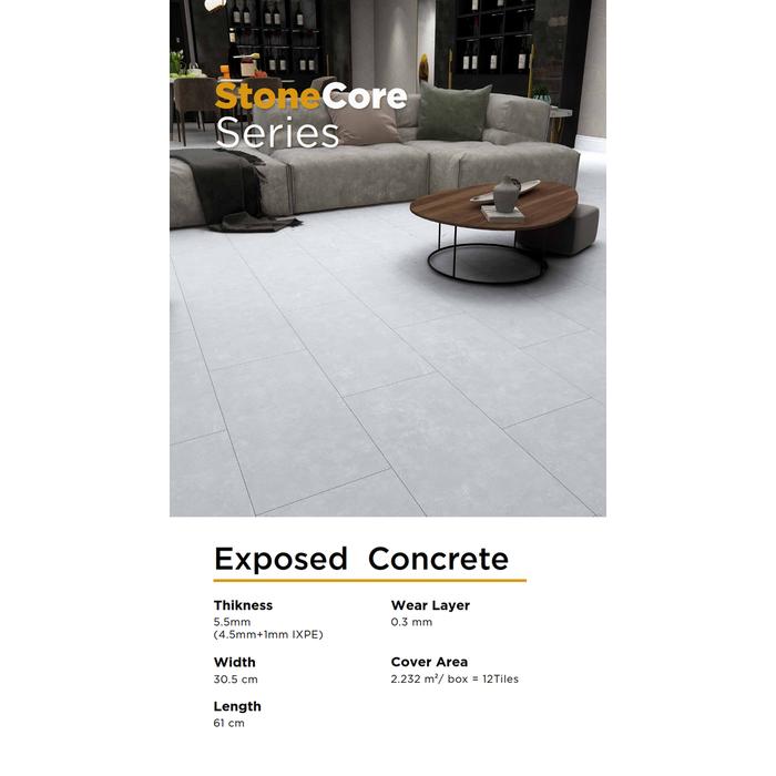 Jual Lantai SPC Marvel Stone Core 5,5mm Motif Batu - Expose Concrete ...