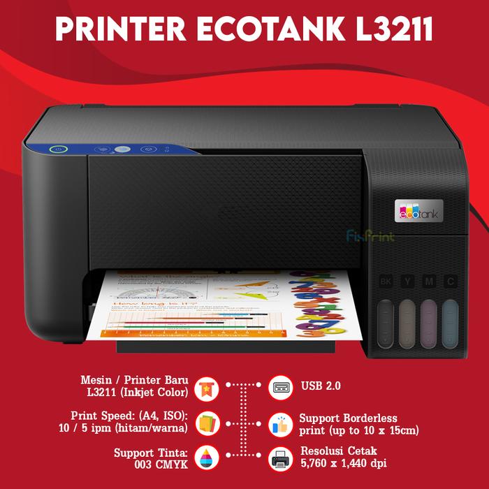 Promo Printer Epson L3210 L3110 ECOTANK All in One InkTank Print Scan Copy - L3211 Cicil 0% 3x ...