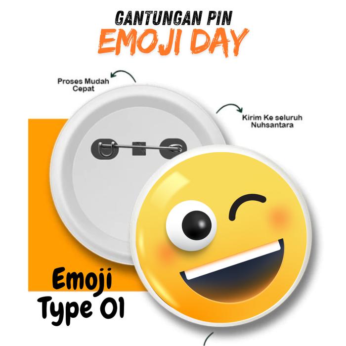 Jual Pin Gantungan Kunci Bulat Desain Emoji ukuran 44mm dan 58mm Pin ...