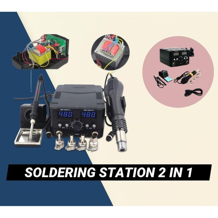 Jual 2 in 1 Soldering Station Kit Solder Hot Air Heat Gun Digital ...
