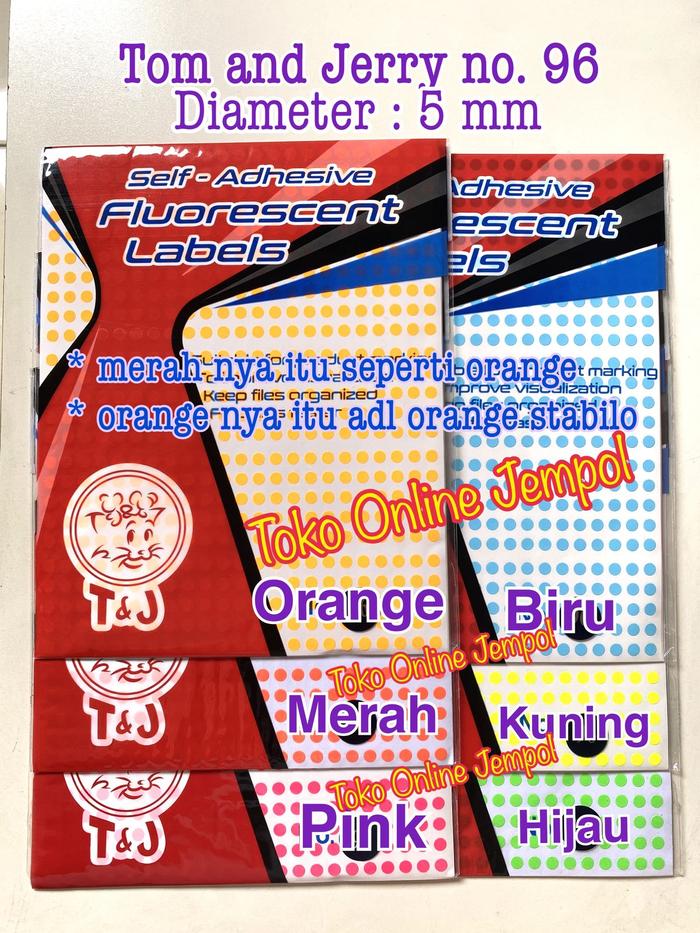 Promo Label Tom and Jerry 5mm WARNA no 96 BULAT FLUORESCENT stiker ...