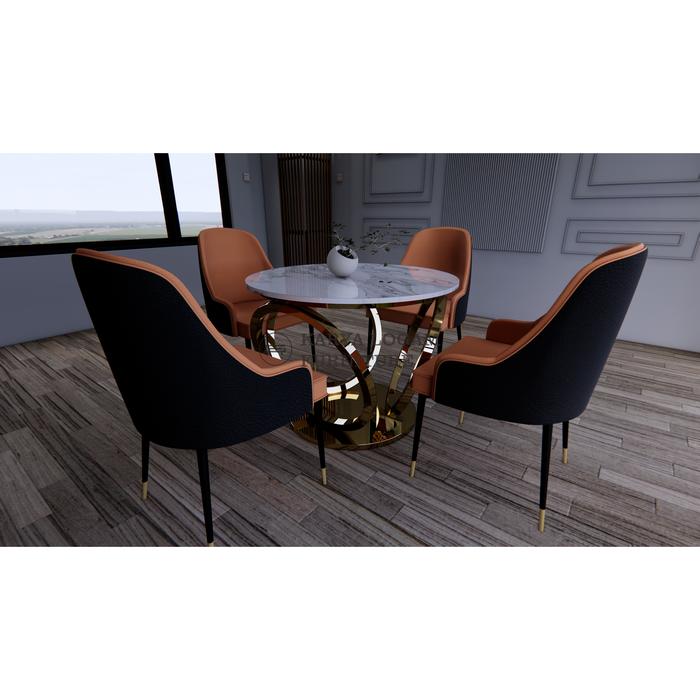 Jual Round Dining Table Modern Minimalis - Set Meja Makan Stainless ...