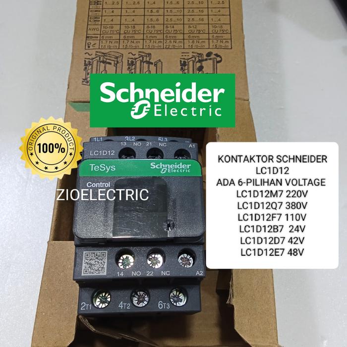 Jual contactor kontaktor schneider lc1d12q7 380vac 3phase 25ampre ...