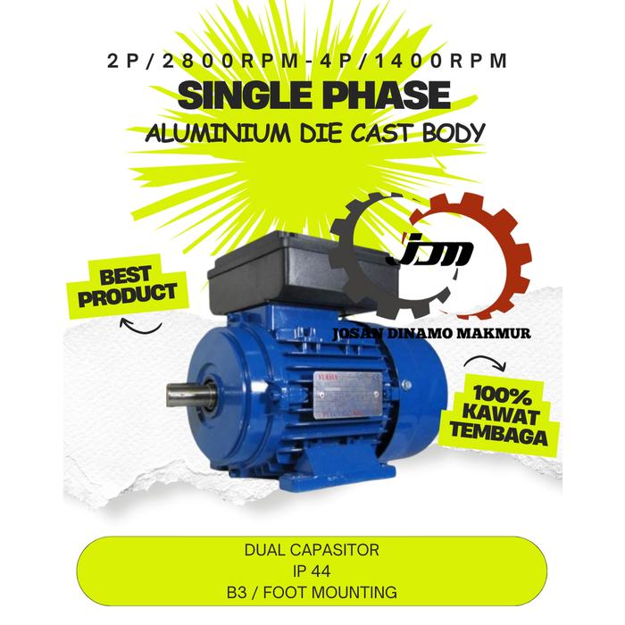 Jual Dinamo 2 HP Single / 1Phase 2800Rpm - 1400Rpm Elektro Motor 1,5 KW 2pole - 4pole - Kota ...
