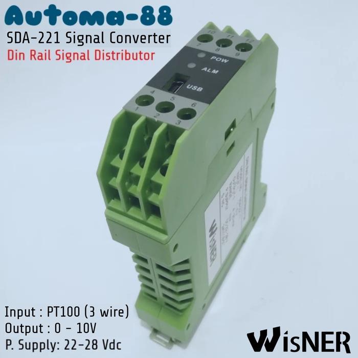 Jual WISNER SDA-221 DIN Rail Temperature Transmitter Output 0-10V DC 24V Input RTD PT100 3 wire ...