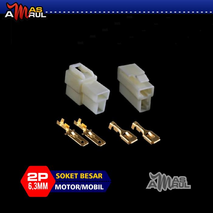 Jual Socket Mini 2P 6,3mm Skun 2 Pin Male + Female Soket Motor Mobil ...